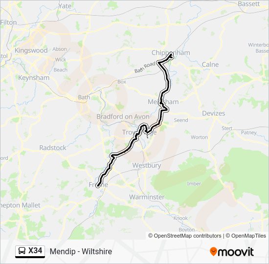 x34 Route: Schedules, Stops & Maps - Melksham (Updated)