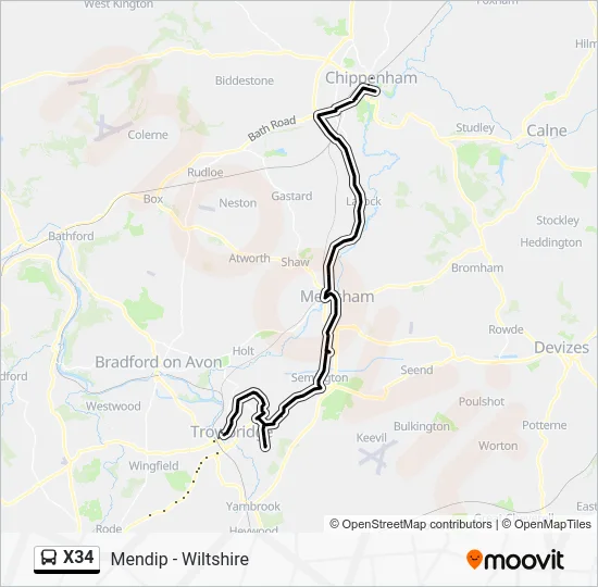 X34 Route: Schedules, Stops & Maps - Trowbridge (Wilts) (Updated)