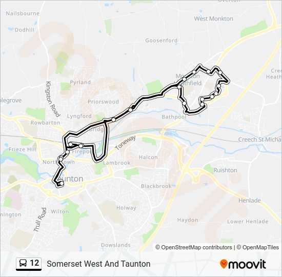 12 Route: Schedules, Stops & Maps - Taunton (Somerset) (Updated)