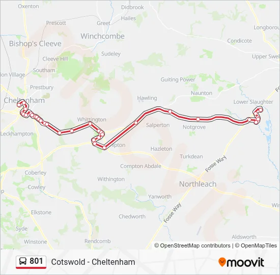 801 Route: Schedules, Stops & Maps - Bourton-On-The-Water, Pulhams Bus ...