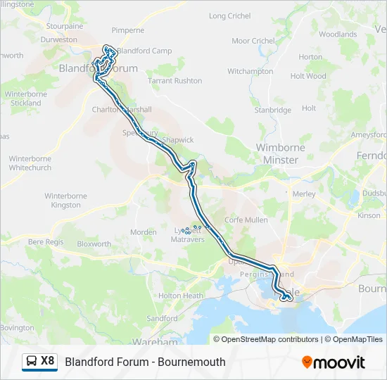 X8 Route: Schedules, Stops & Maps - Poole (Updated)