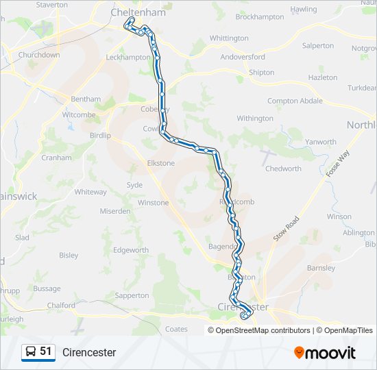 51 Route: Schedules, Stops & Maps - Cirencester (Updated)