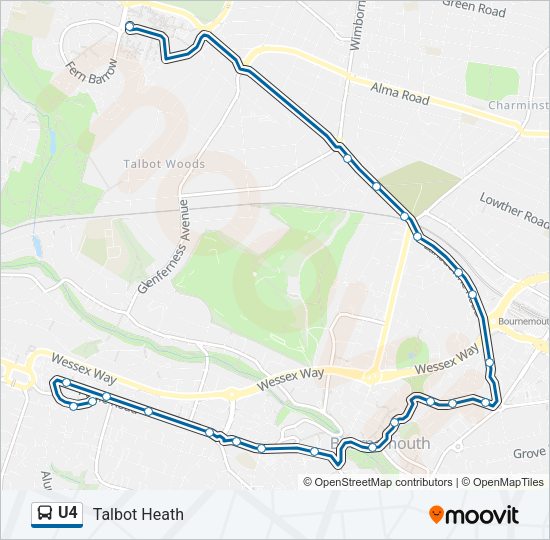 u4 Route: Schedules, Stops & Maps - Talbot Heath (Updated)