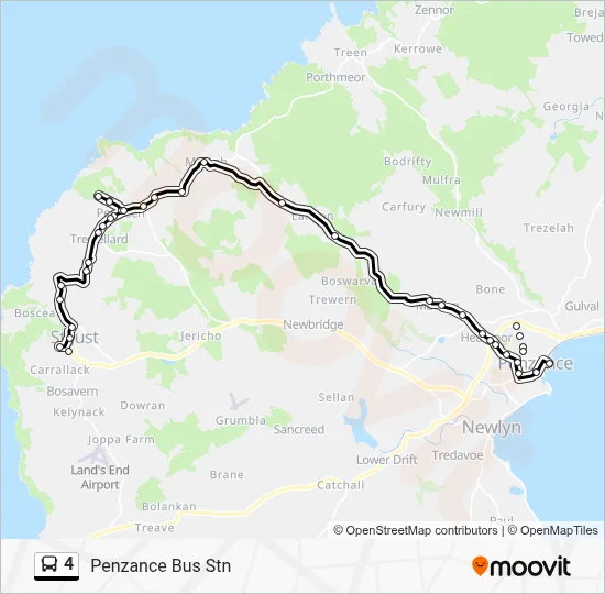 4 Route: Schedules, Stops & Maps - Penzance Bus Stn (Updated)