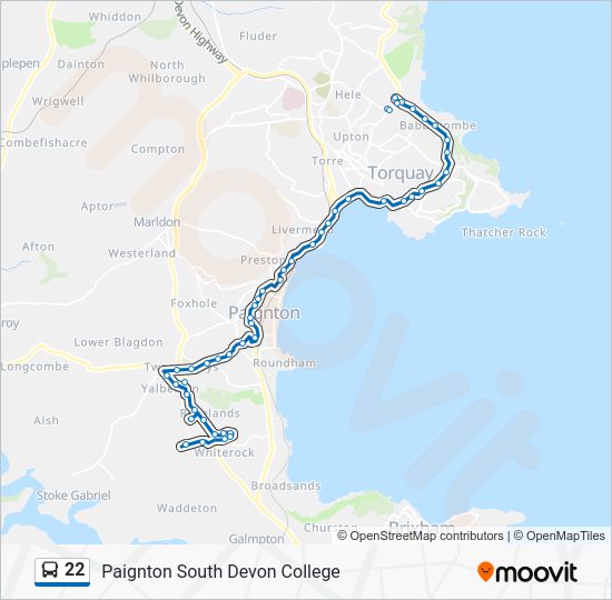22 Route: Schedules, Stops & Maps - Paignton South Devon College (Updated)