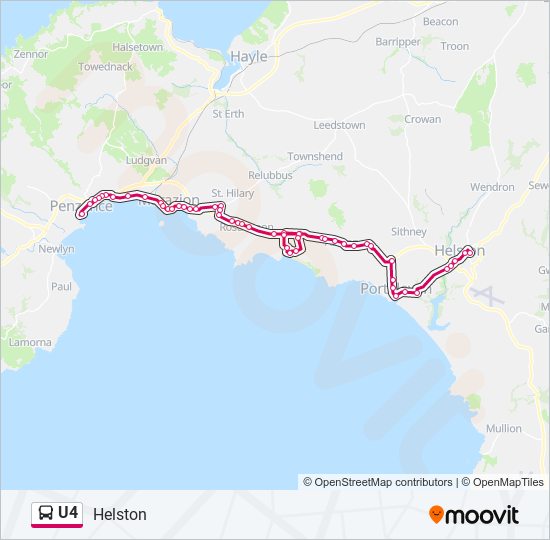 u4 Route: Schedules, Stops & Maps - Helston (Updated)