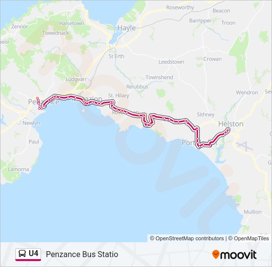 u4 Route: Schedules, Stops & Maps - Penzance Bus Statio (Updated)