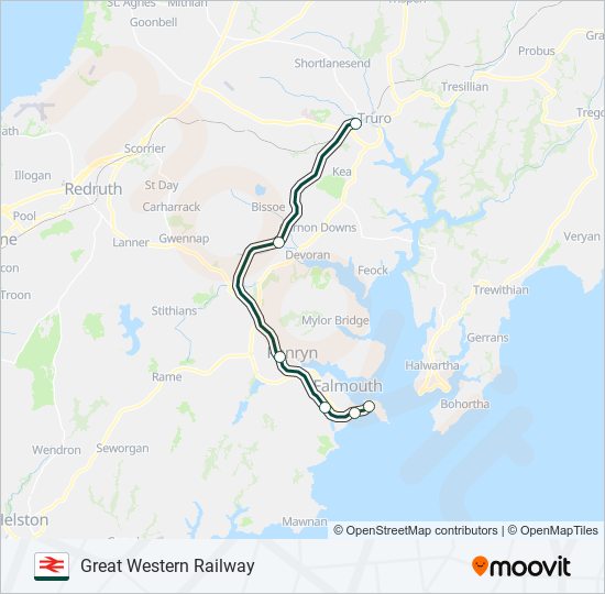 great western railway Route: Schedules, Stops & Maps - Truro (Updated)