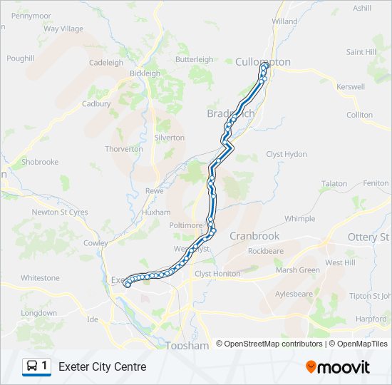 1 Route: Schedules, Stops & Maps - Exeter City Centre (Updated)