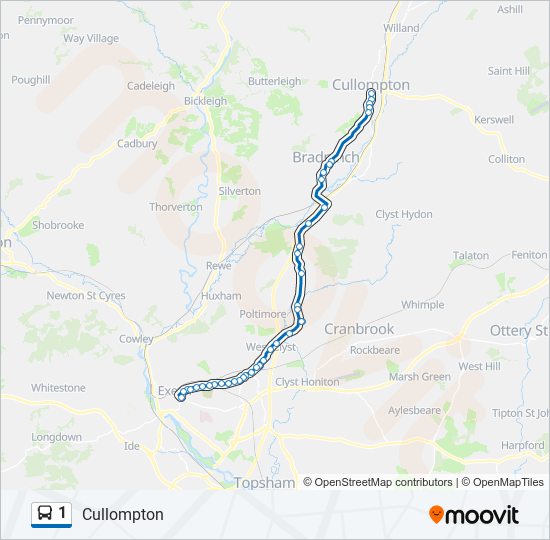 1 Route: Schedules, Stops & Maps - Cullompton (Updated)
