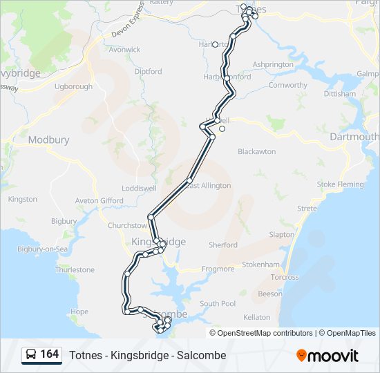 164 Route: Schedules, Stops & Maps - Salcombe (Updated)