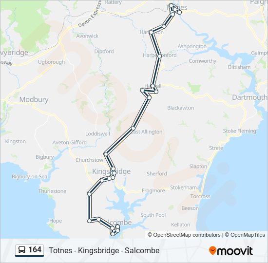 164 Route: Schedules, Stops & Maps - Salcombe (Updated)