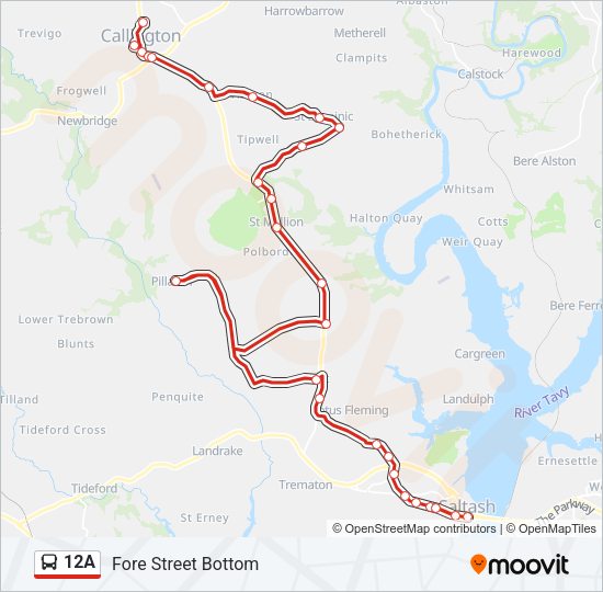 12a Route: Schedules, Stops & Maps - Fore Street Bottom (Updated)