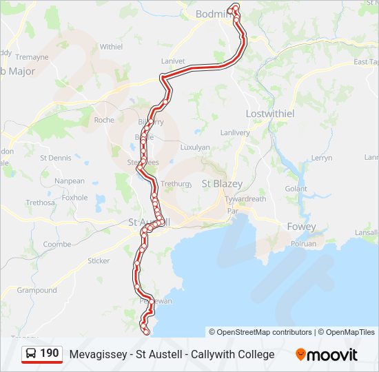 190 Route: Schedules, Stops & Maps - Bodmin (Updated)