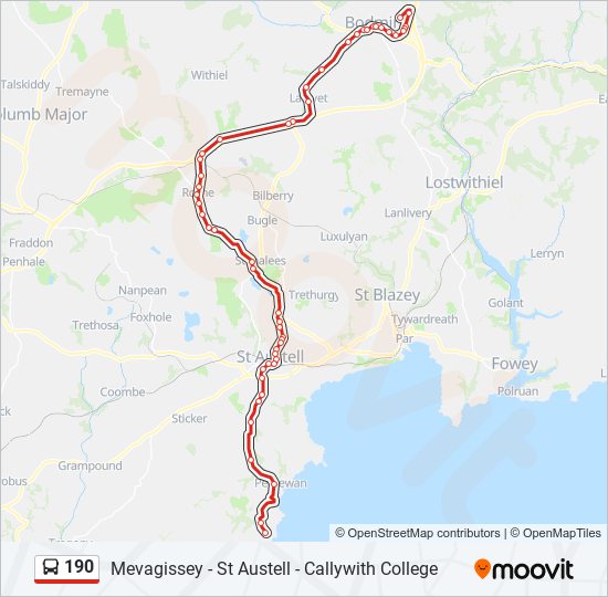 190 Route: Schedules, Stops & Maps - Bodmin (Updated)