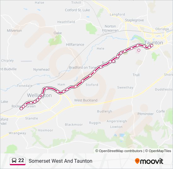 22 Route: Schedules, Stops & Maps - Taunton Castle Way (Updated)