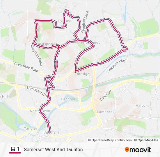 1 Route: Schedules, Stops & Maps - Taunton Town Centre (Updated)