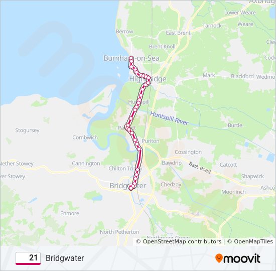 21 Route: Schedules, Stops & Maps - Bridgwater (Updated)