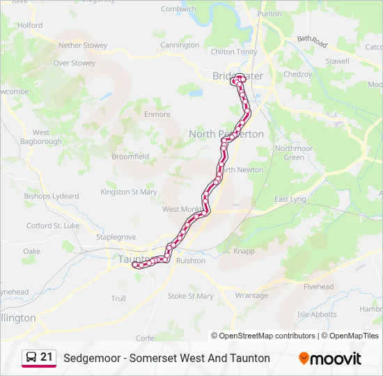 21 Route: Schedules, Stops & Maps - Bridgwater Bus Stat (Updated)