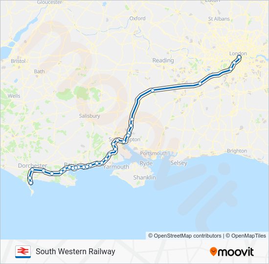 south western railway Route: Schedules, Stops & Maps - Weymouth (Updated)
