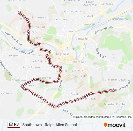 r3 Route: Schedules, Stops & Maps - Claverton Down (Updated)