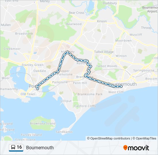 16 Route: Schedules, Stops & Maps - Bournemouth (Updated)