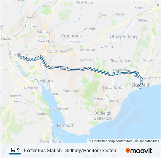 9 Route: Schedules, Stops & Maps - Sidmouth (Updated)
