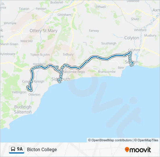 9A Route: Schedules, Stops & Maps - Bicton College (Updated)