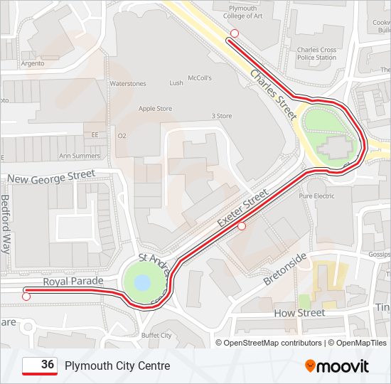 36 Route: Schedules, Stops & Maps - Plymouth City Centre (Updated)