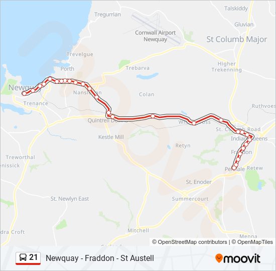 21 Route: Schedules, Stops & Maps - Fraddon (Updated)