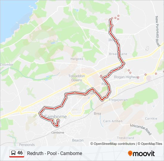 46 Route: Schedules, Stops & Maps - Camborne (Updated)