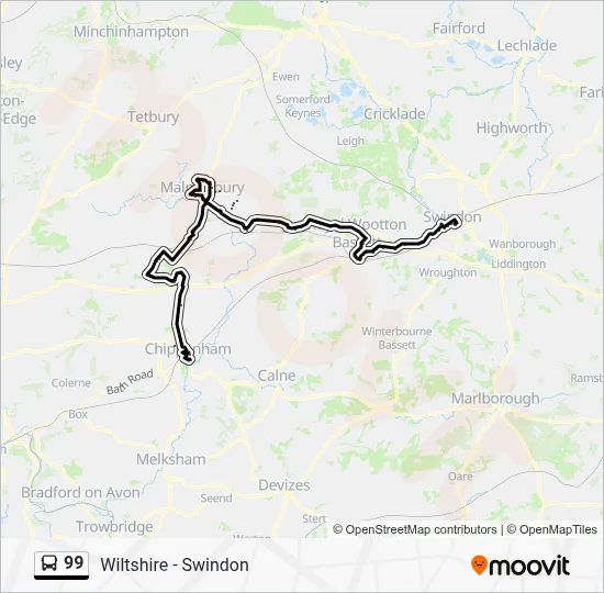 99 Route: Schedules, Stops & Maps - Swindon (Swindon) (Updated)