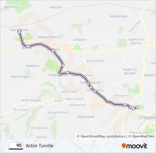 95 Route: Schedules, Stops & Maps - Acton Turville (Updated)