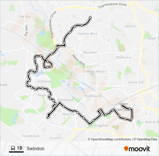 1b Route: Schedules, Stops & Maps - Swindon (Updated)