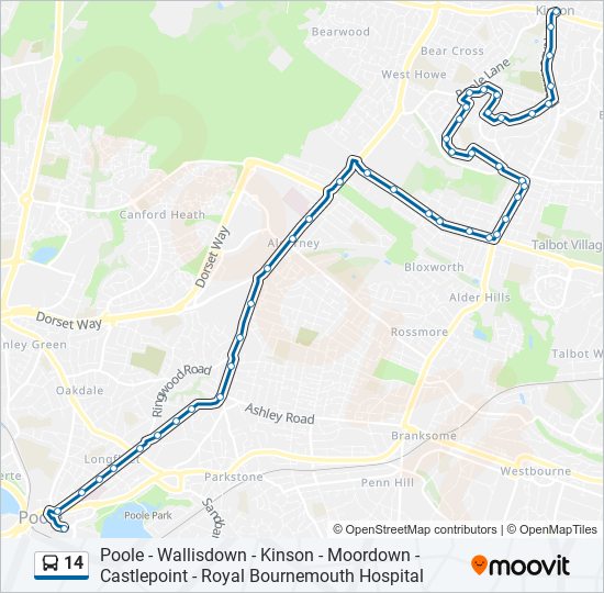 14 Route: Schedules, Stops & Maps - Kinson (Updated)