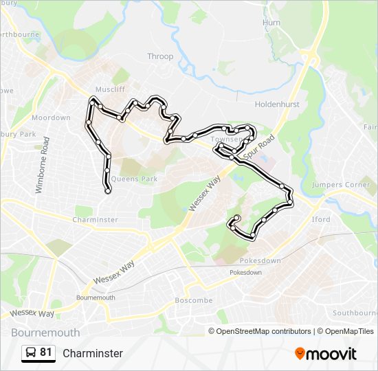 81 Route: Schedules, Stops & Maps - Charminster (Updated)
