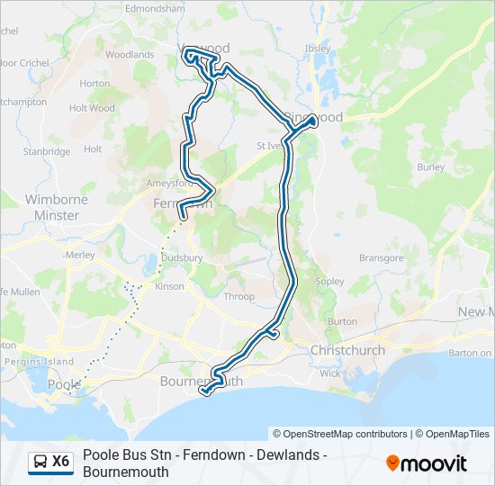 x6 Route: Schedules, Stops & Maps - Bournemouth (Updated)
