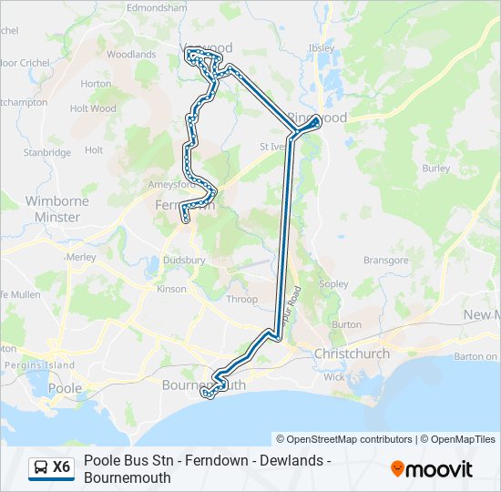 x6 Route: Schedules, Stops & Maps - Ferndown (Updated)