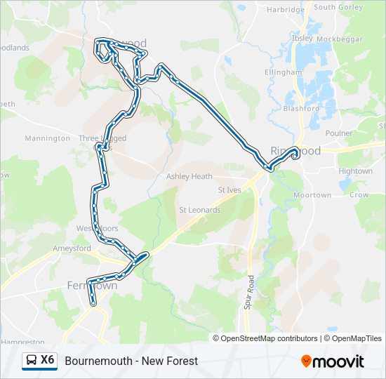 x6 Route: Schedules, Stops & Maps - Ferndown (Updated)