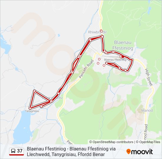 37 Route: Schedules, Stops & Maps - Blaenau Ffestiniog (Updated)