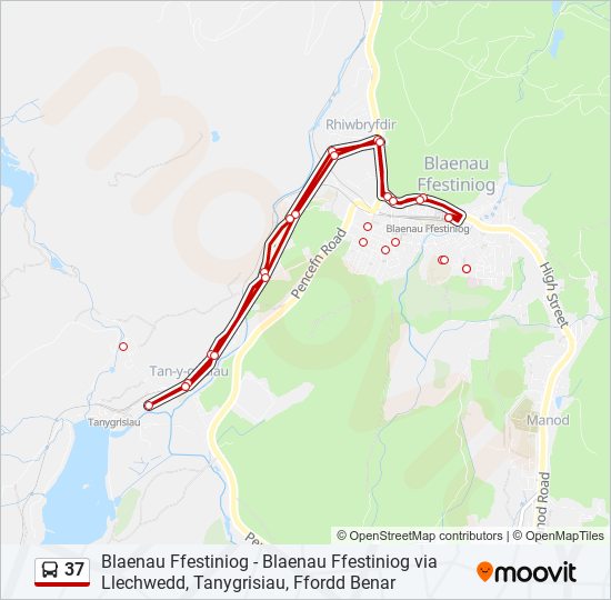 37 Route: Schedules, Stops & Maps - Blaenau Ffestiniog (Updated)