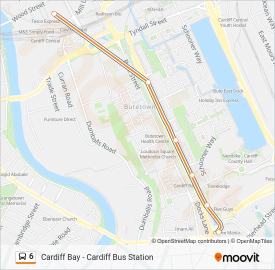 6 Route: Schedules, Stops & Maps - Cardiff Bay (Updated)