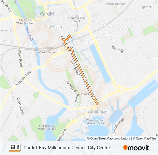 6 Route: Schedules, Stops & Maps - Cardiff Bay (Updated)