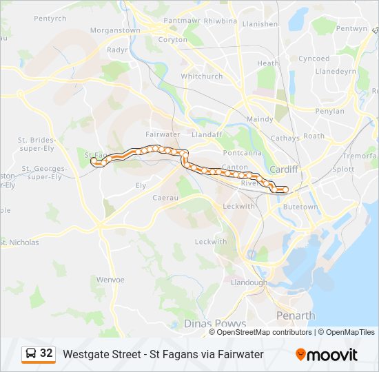 32 Route: Schedules, Stops & Maps - Cardiff Bus Station (Updated)