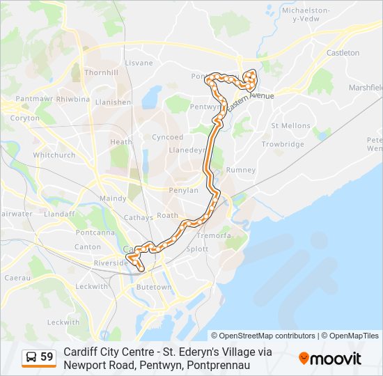 59 Route: Schedules, Stops & Maps - Cardiff (Updated)