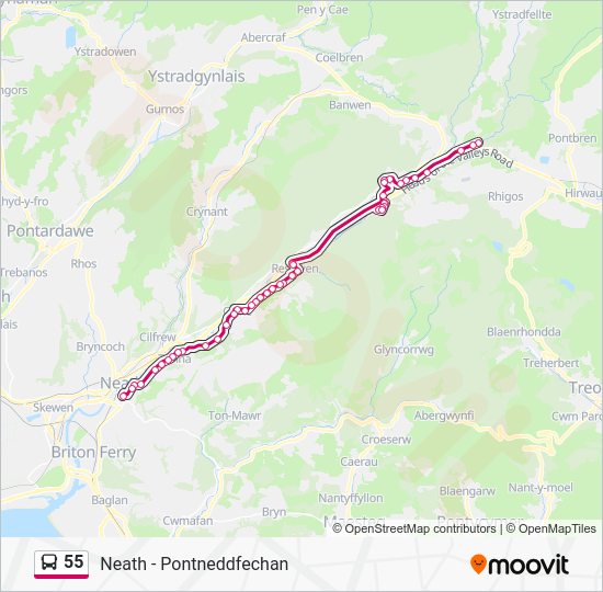 55 Route: Schedules, Stops & Maps - Neath (Updated)
