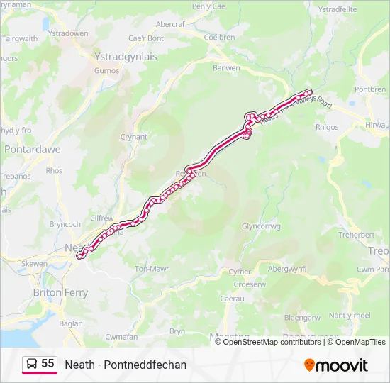 55 Route: Schedules, Stops & Maps - Neath (Updated)