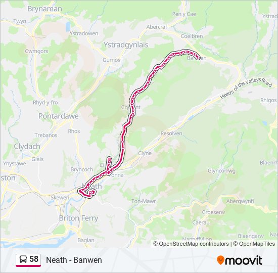 58 Route: Schedules, Stops & Maps - Neath (Updated)