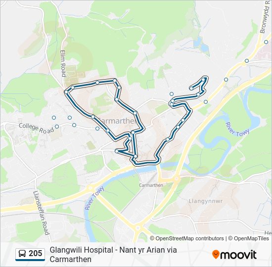 205 Route: Schedules, Stops & Maps - Carmarthen (Updated)