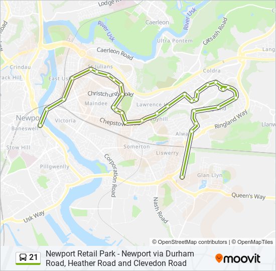 21 Route: Schedules, Stops & Maps - Liswerry (Updated)